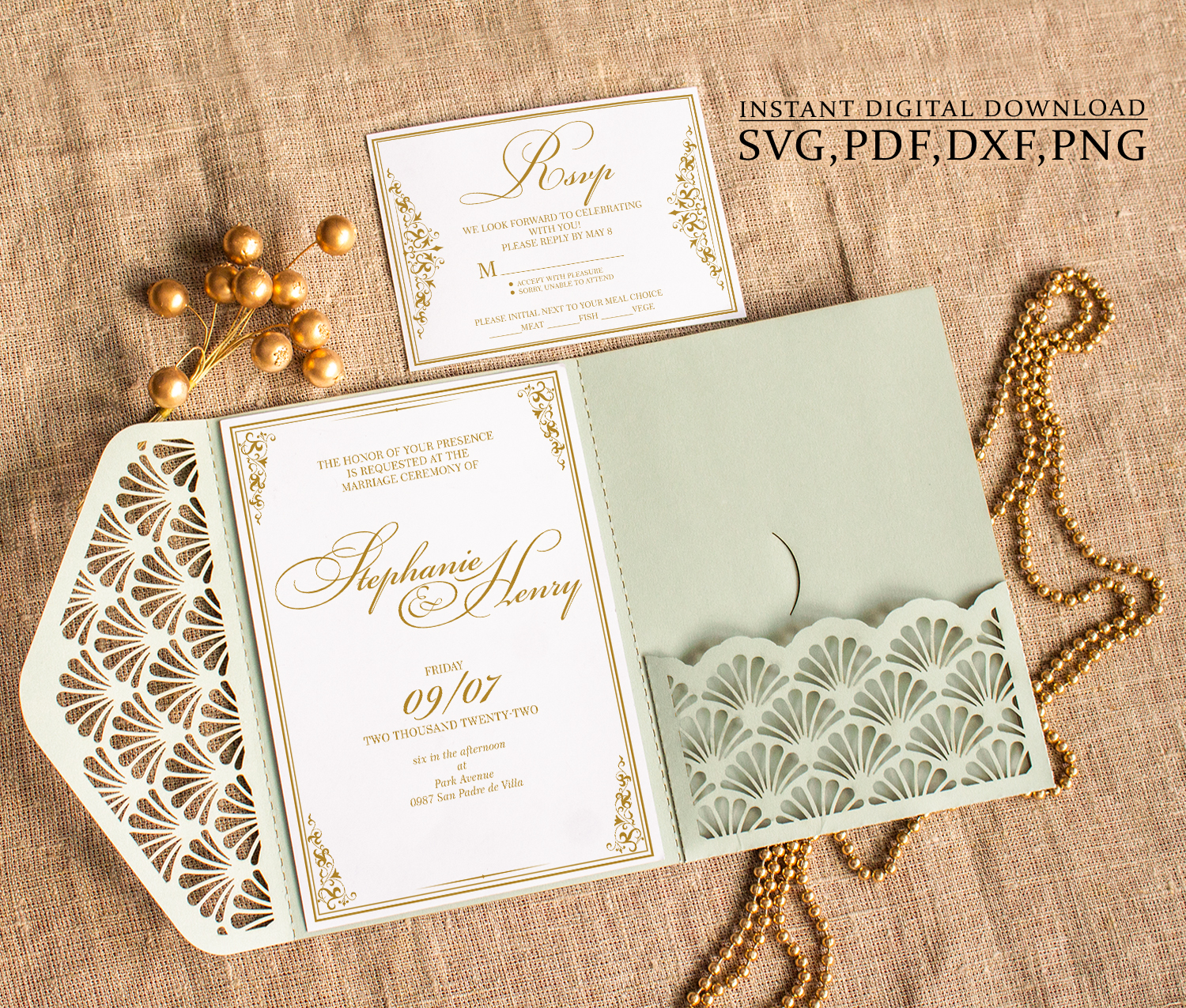 Wedding invitation template SVG, Trifold invitation template | Inspire ...