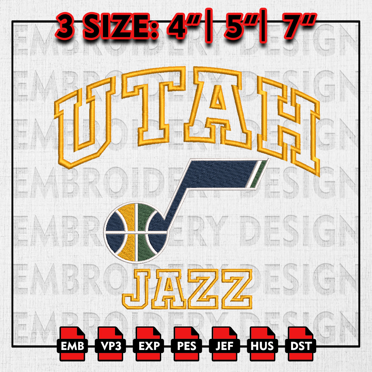 NBA Utah Jazz Embroidery Files, NBA teams, NBA Jazz Embroide - Inspire ...