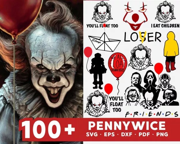 100 PENNYWISE SVG BUNDLE - SVG, PNG, DXF, EPS, PDF Files For | Inspire ...