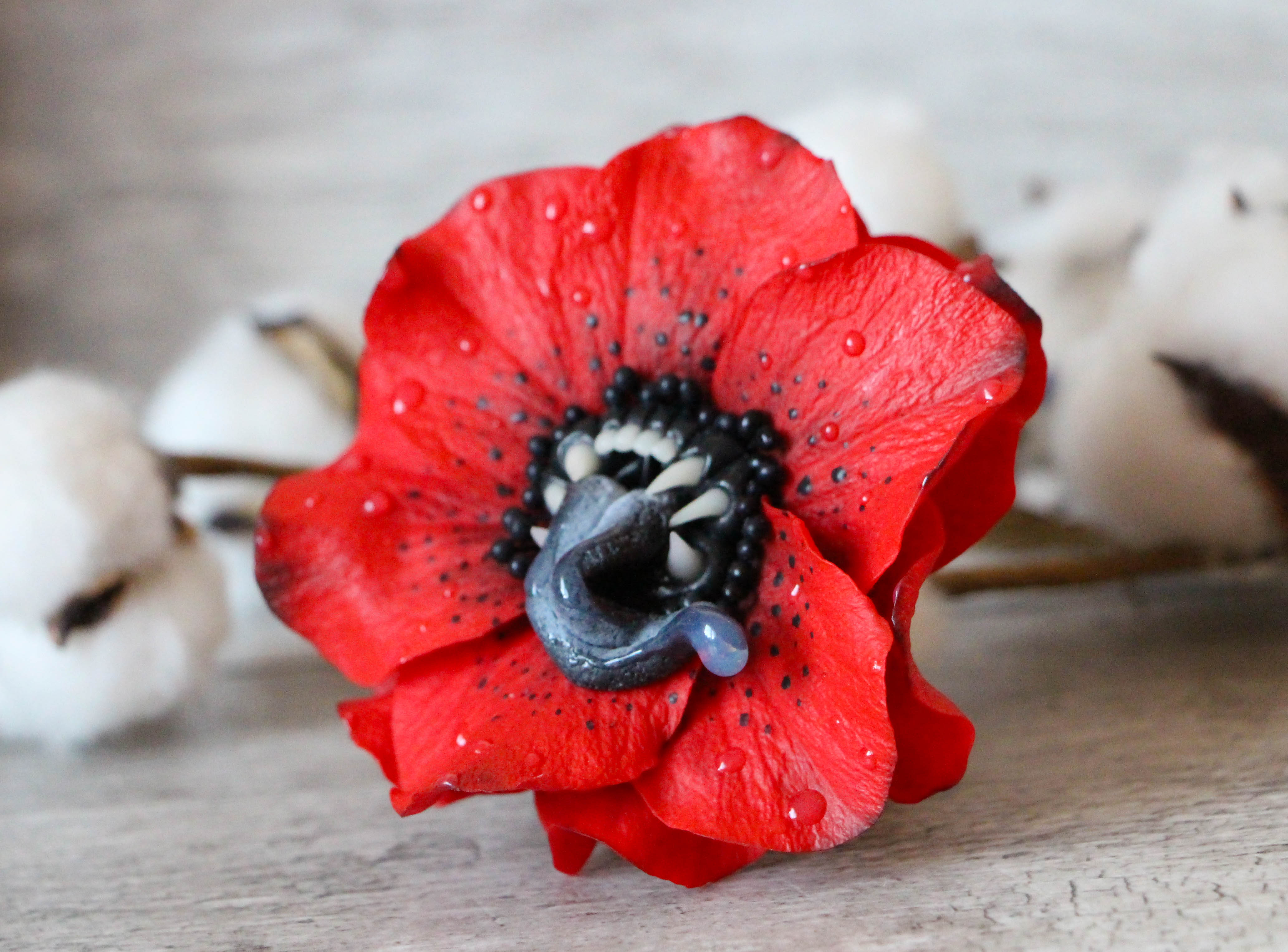 Poppy brooch Creepy flower brooch Gothic jewelry - Inspire Uplift