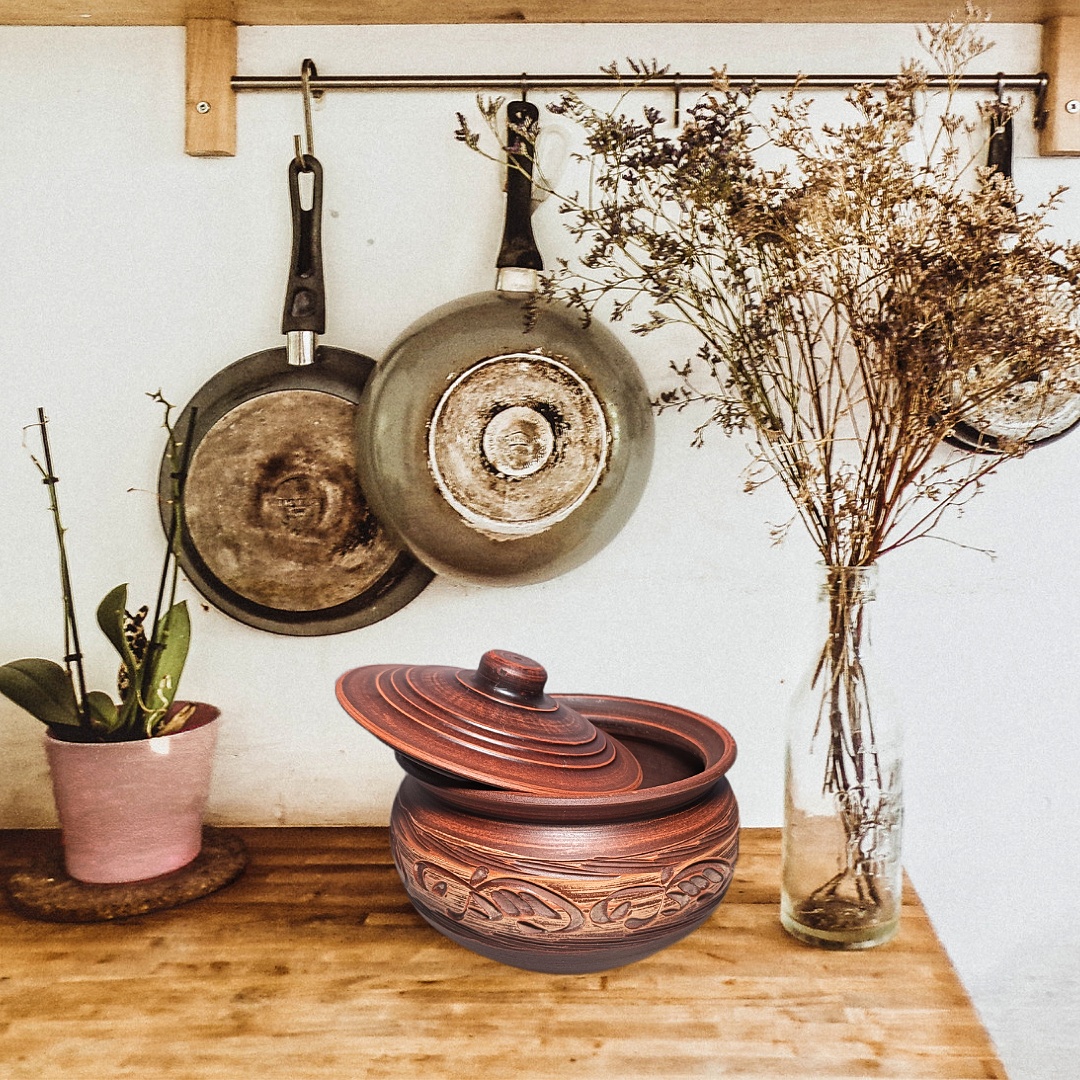 Ceramic cooking pot 50.72 fl.oz Casserole pottery pot with l | Inspire ...