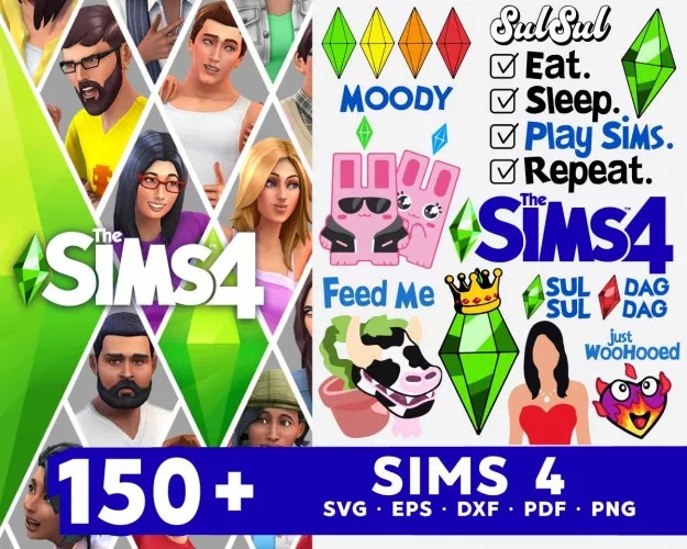 150 SIMS SVG BUNDLE - SVG, PNG, DXF, EPS, PDF Files For Prin | Inspire ...
