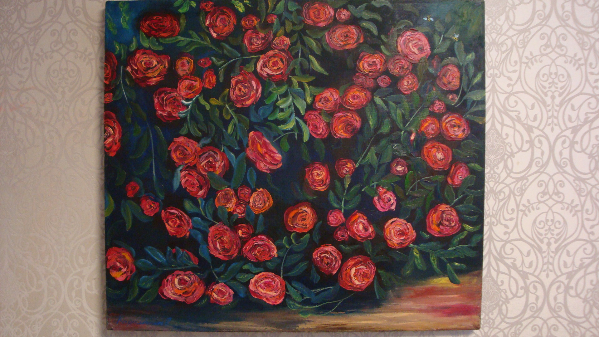 Red Roses Flower Bouquet Painting Wall Art Decoration 27*31 | Inspire ...