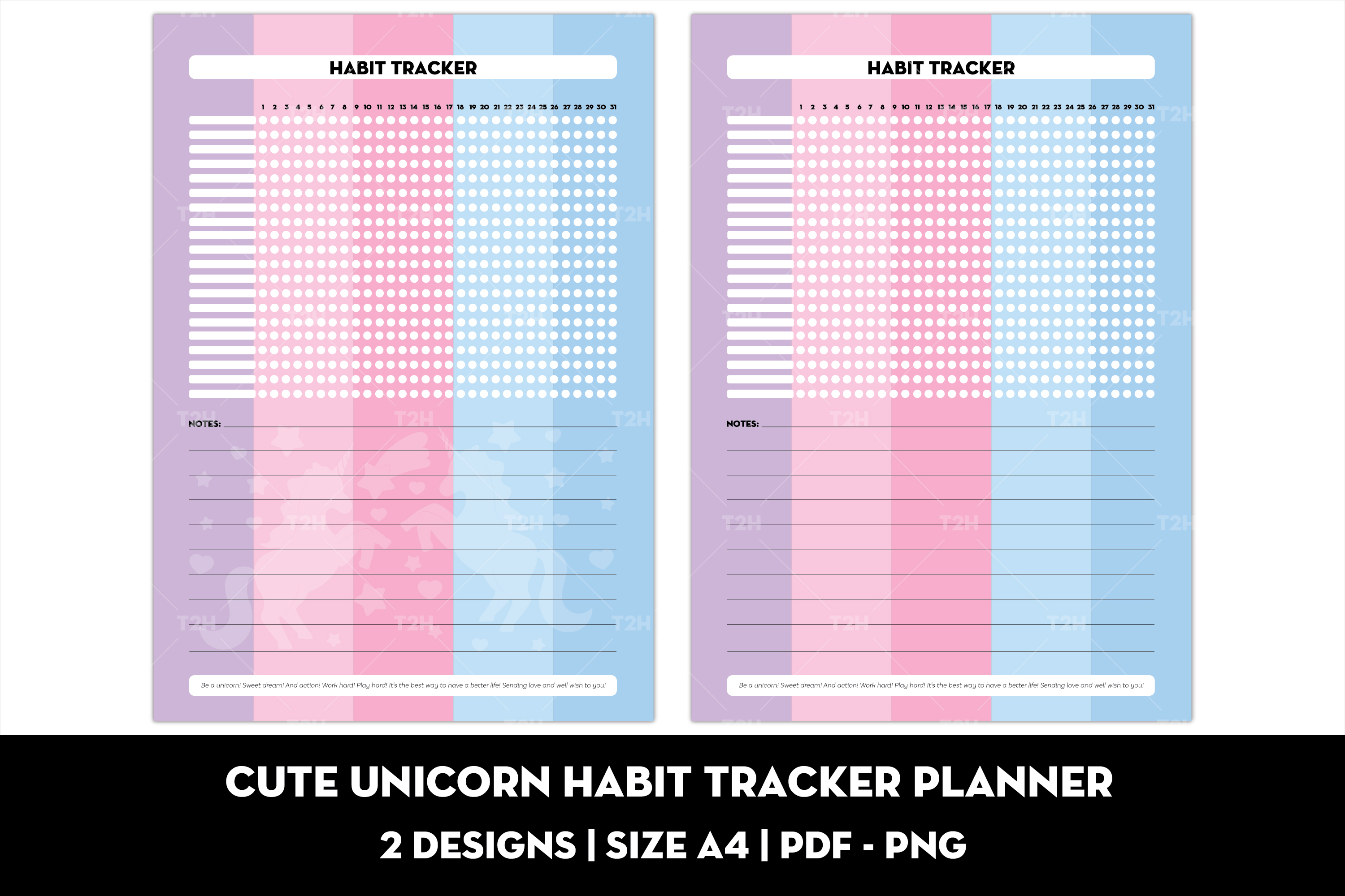 Cute unicorn habit tracker planner | Inspire Uplift