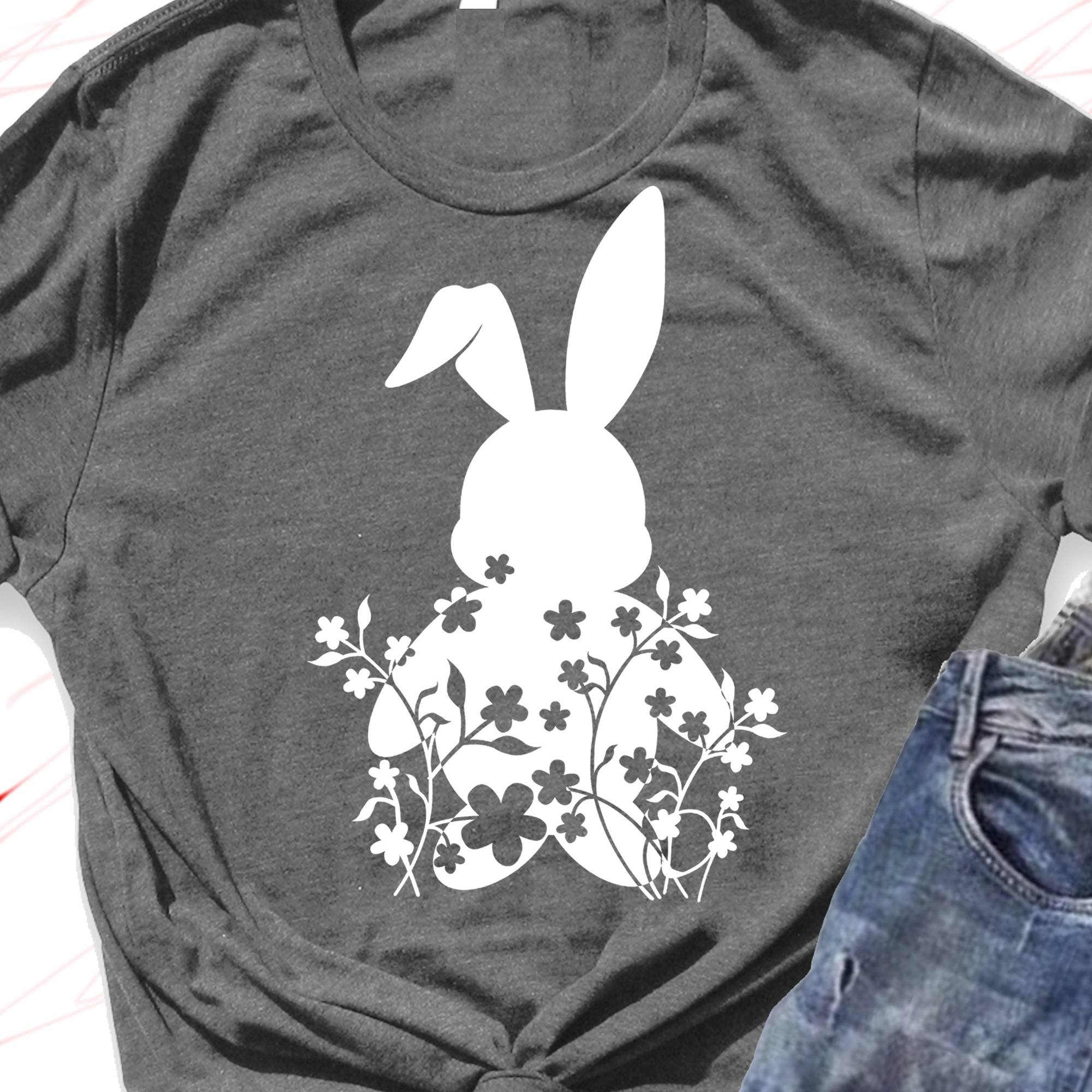 Easter Bunny Flowers and grass print svg pdf png Rabbit ears | Inspire ...