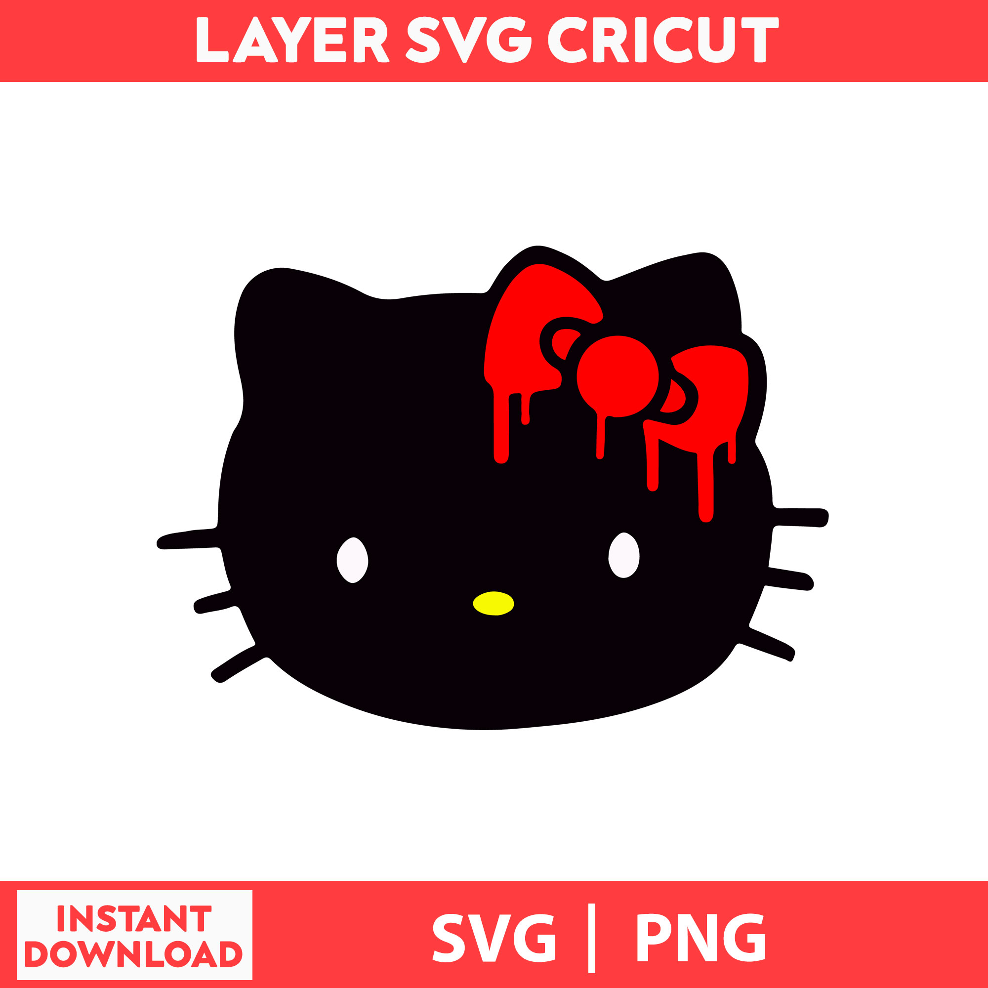 Black Hello Kitty, Cute Cat Svg, Kitty Svg, Kawaii Kitty Cli - Inspire ...