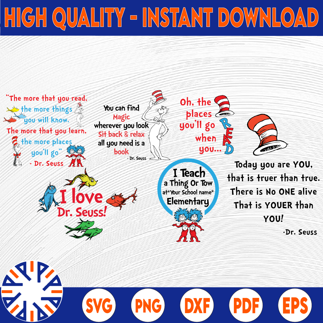 Bundle Dr Seuss hat, Thing 1 thing 2, Cat in the hat, thing - Inspire ...