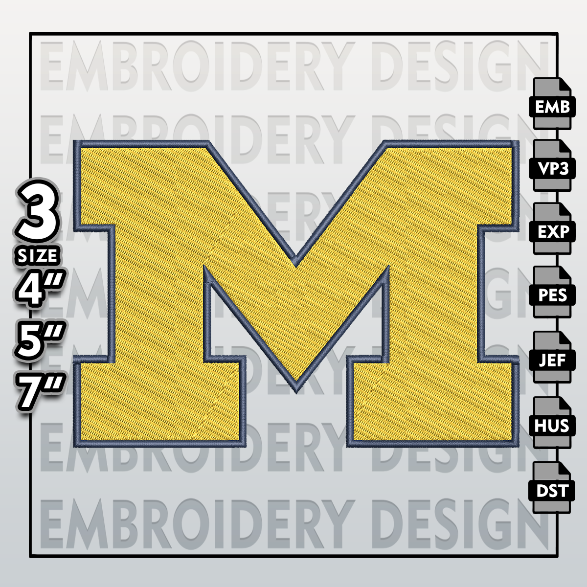 Michigan Wolverines Embroidery Files, NCAA Logo Embroidery D | Inspire ...