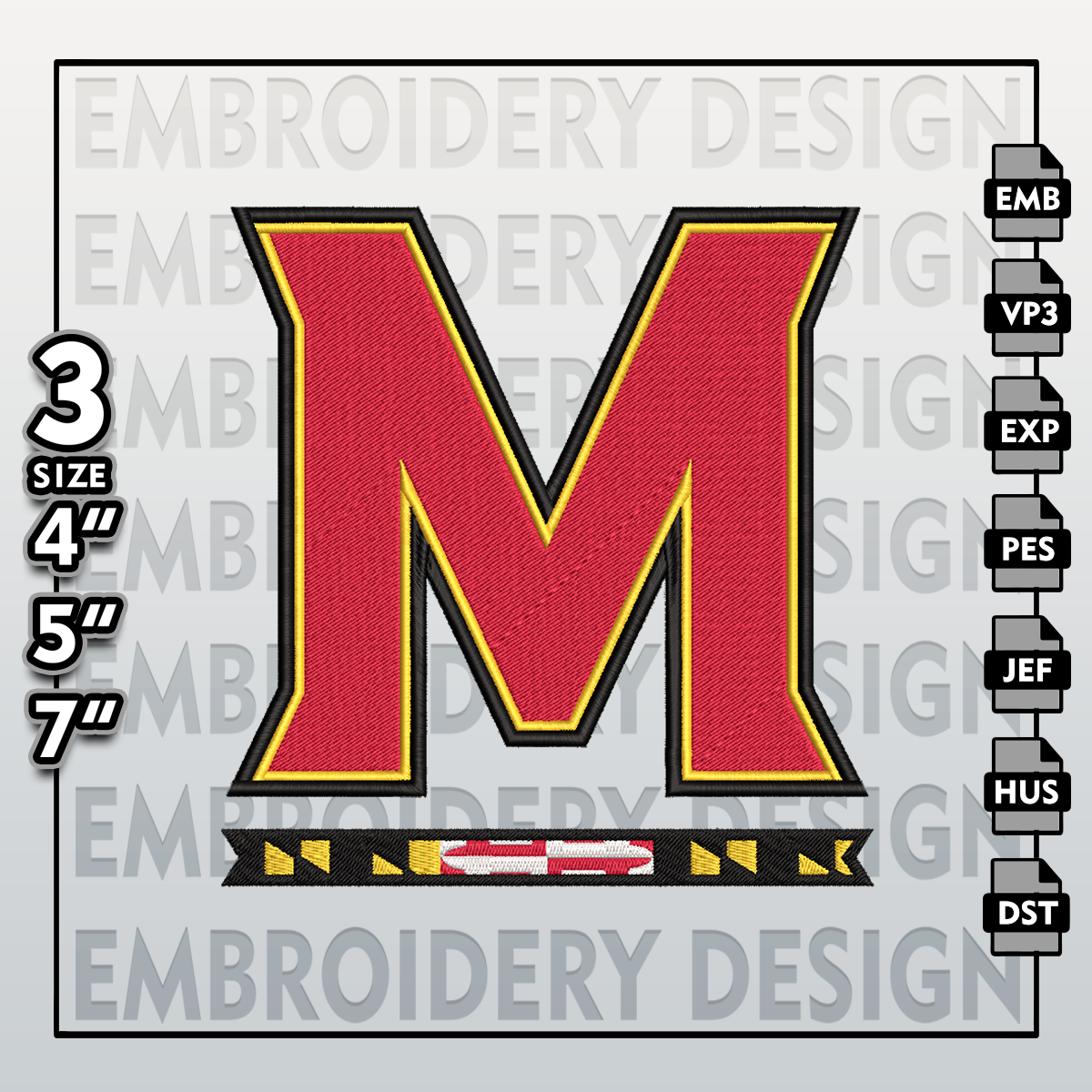 Maryland Terrapins Embroidery Files, NCAA Logo Embroidery De | Inspire ...