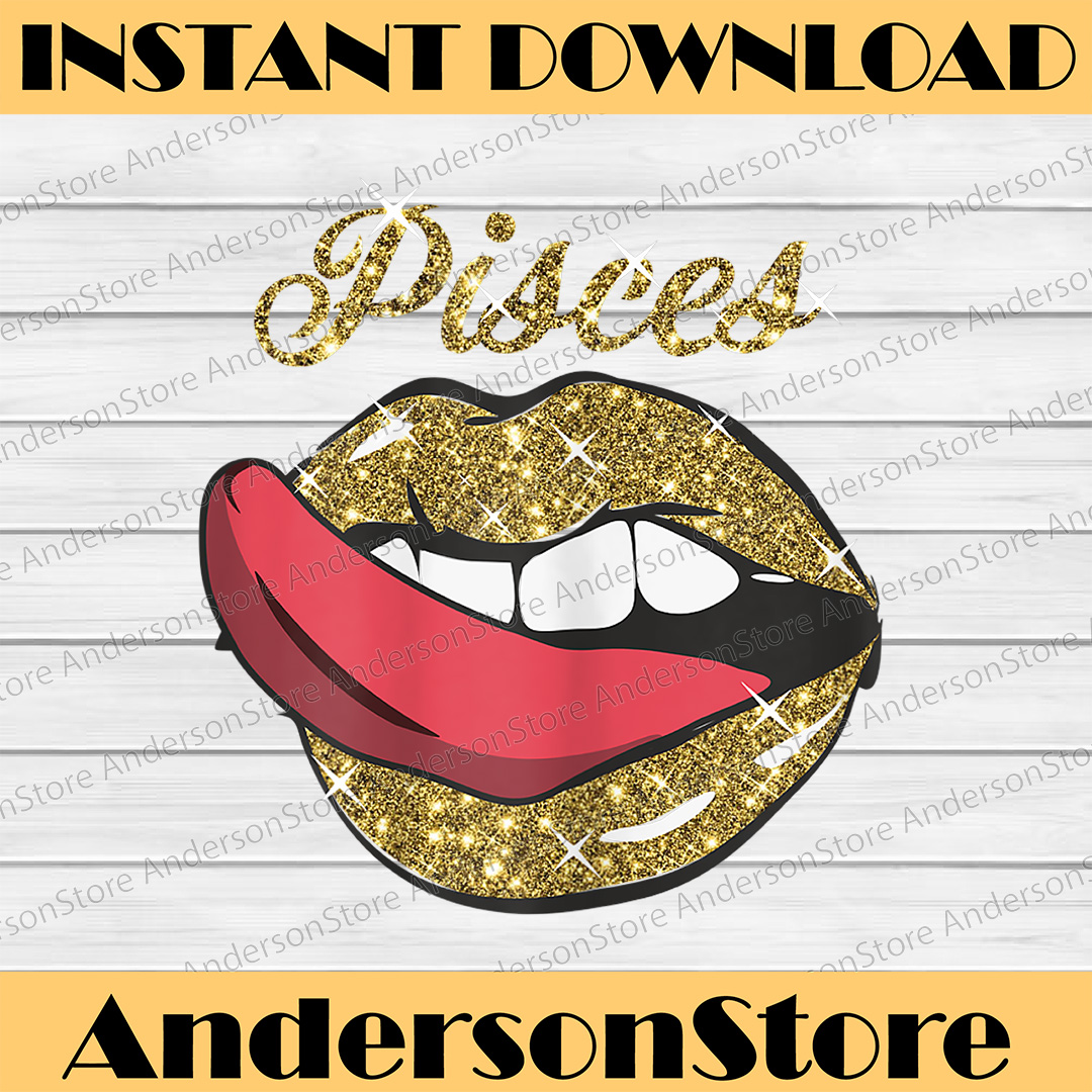 Womens Pisces Girl Sexy Golden Lips Tongue February March Bi | Inspire ...