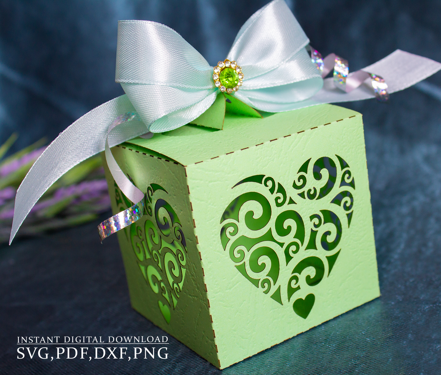 Gift Box template svg, patterned heart wedding box | Inspire Uplift