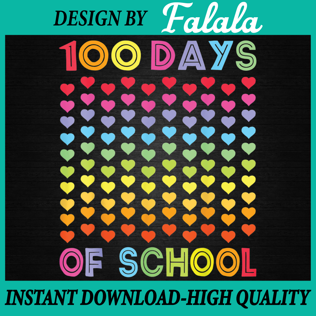 Heart Love 100 Days Of School Teacher Boy Girl Png, Love Sch - Inspire ...