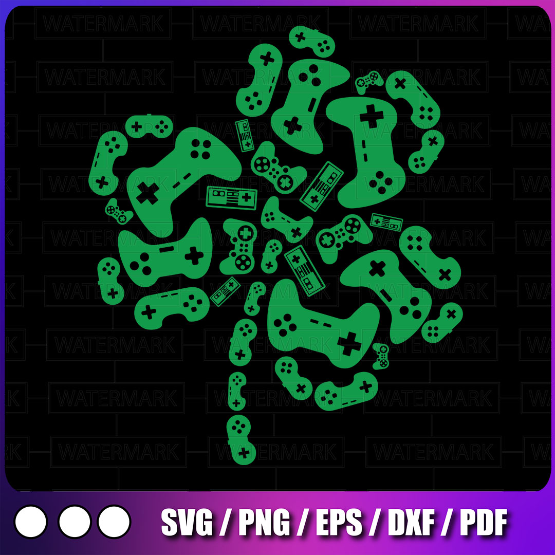 Video Gamer Shamrock Svg, Clover of Controllers Svg, St. Pat | Inspire ...