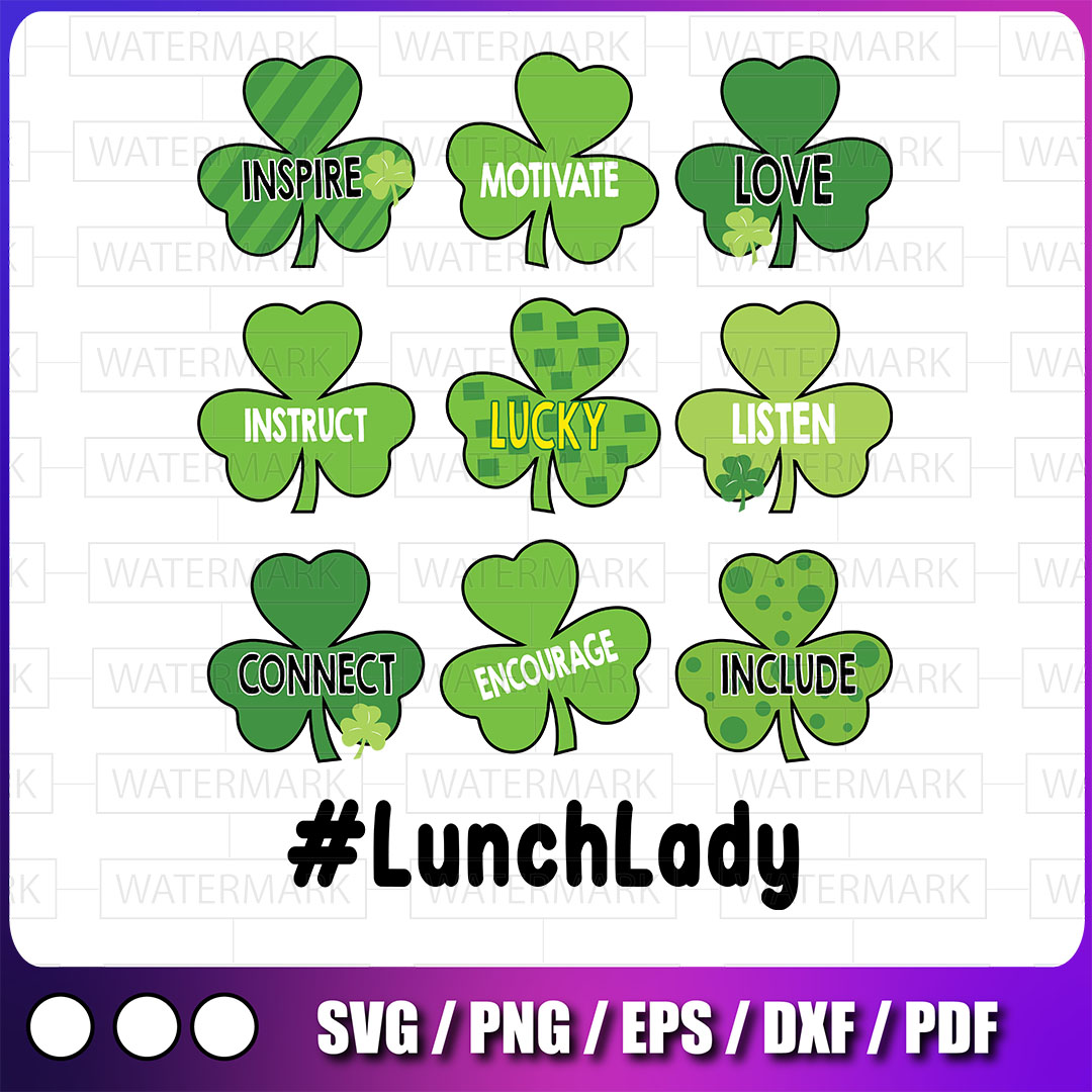 Funny Shamrock Teach Love Lucky Lunch Lady Svg, St Patricks | Inspire ...