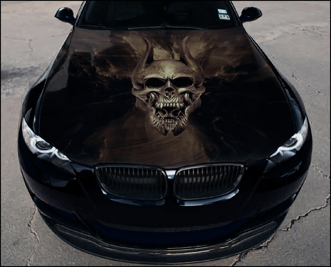 Vinyl Car Hood Wrap Full Color Graphics Decal Skull Sticker - Inspire ...