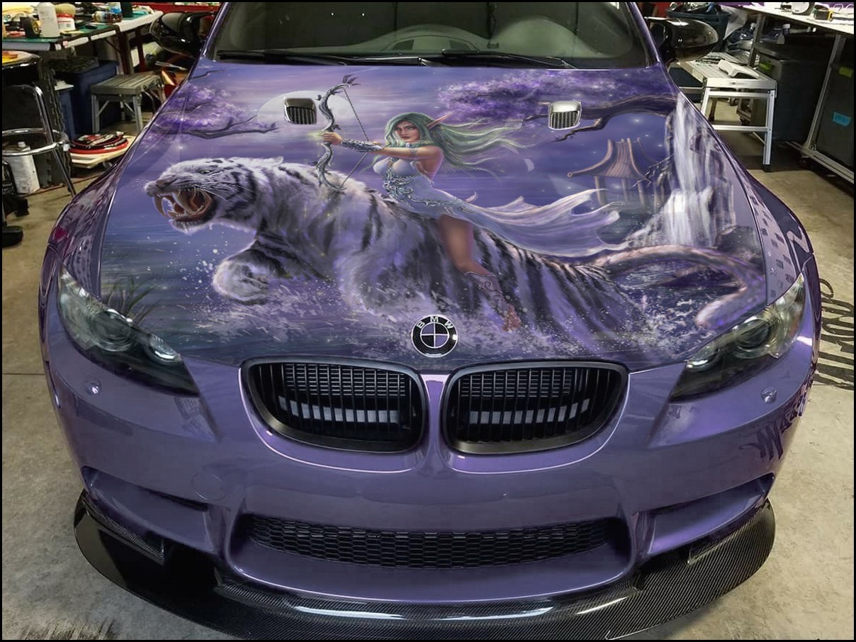 Vinyl Car Hood Wrap Full Color Graphics Decal Tiger and Elf | Inspire ...