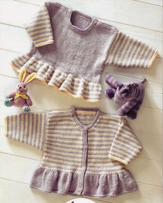 Digital | Knitted sweater and cardigan with ruffles for girl - Inspire ...