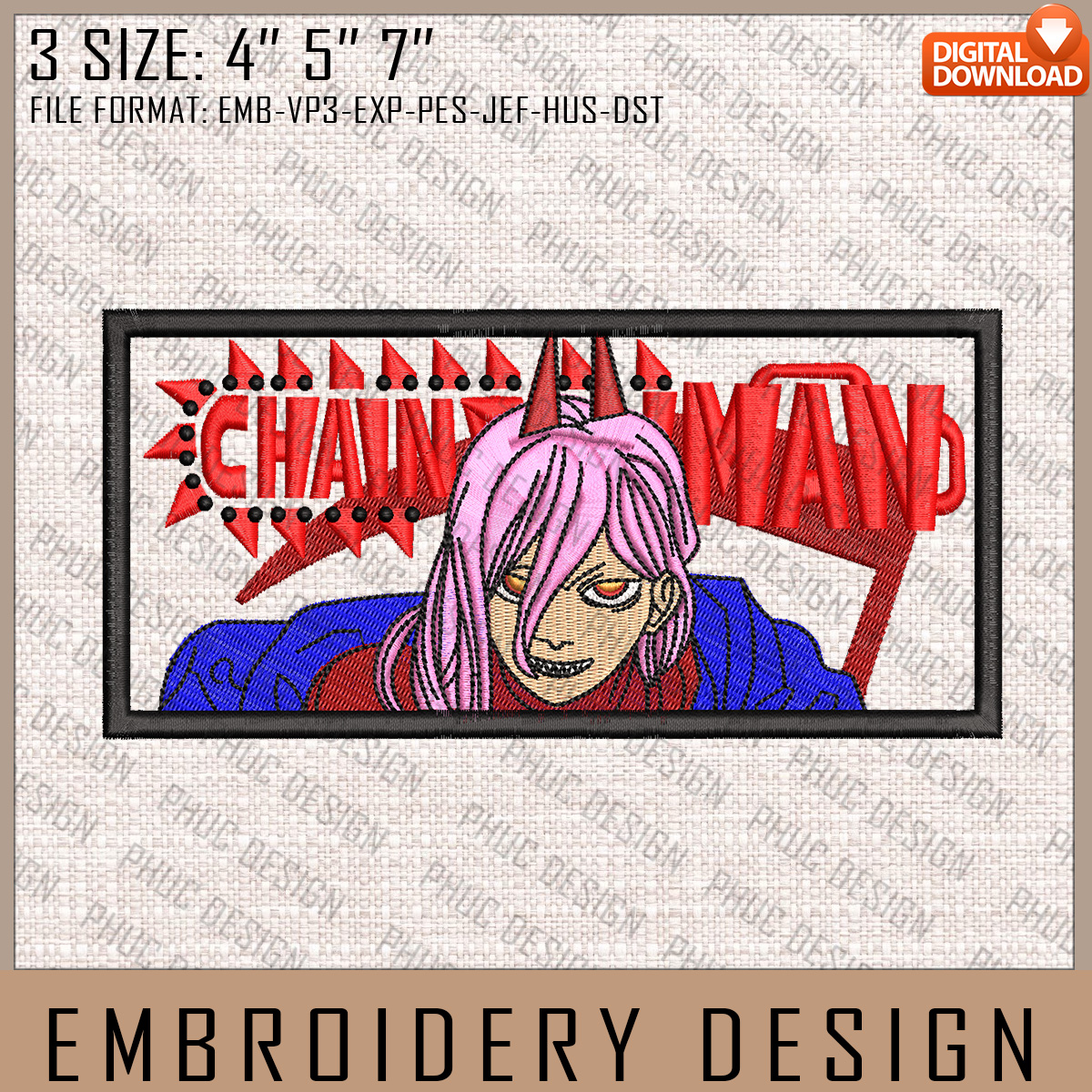 Power Embroidery Files, Chainsaw Man, Anime Inspired Embroid - Inspire ...