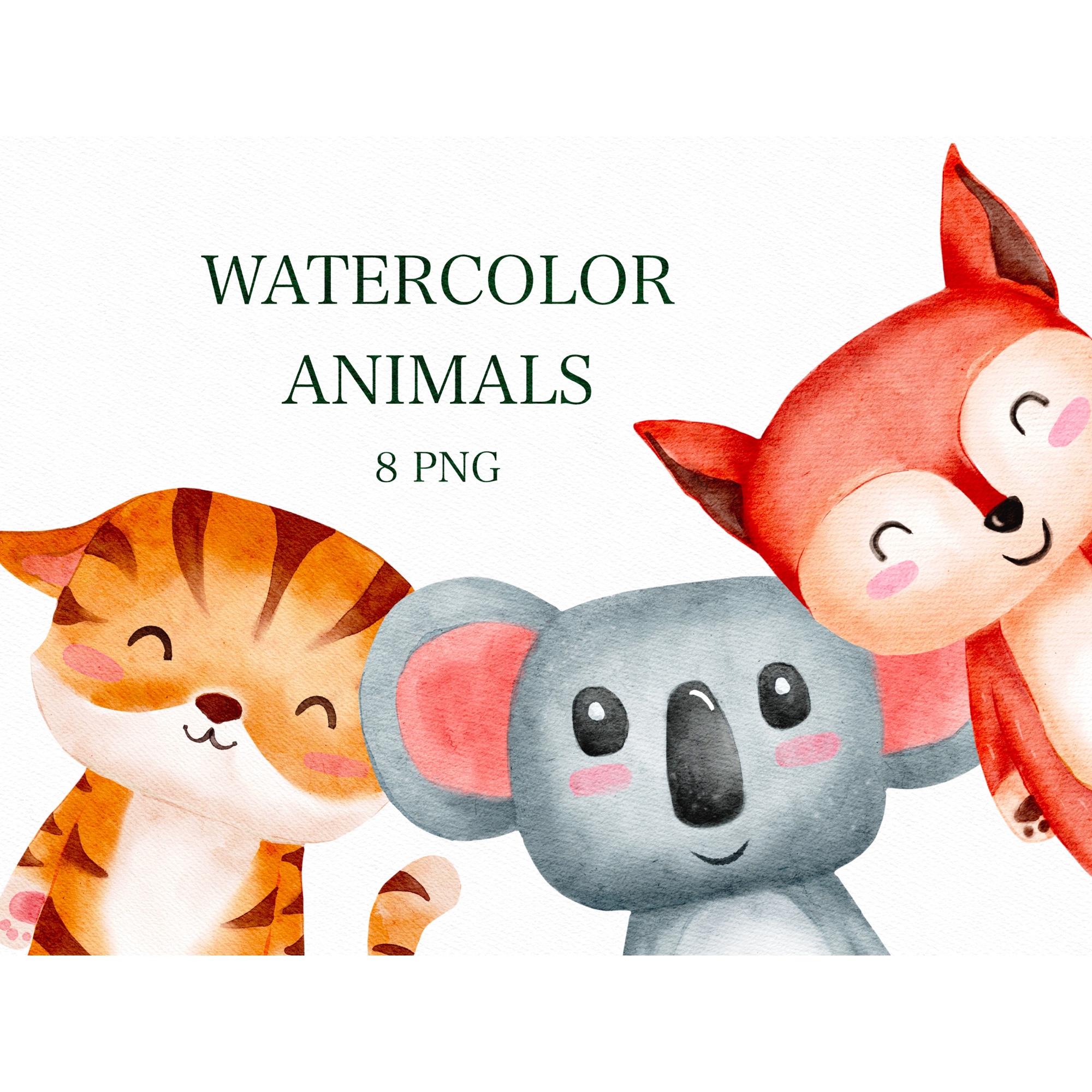 watercolor cute animals clipart PNG | watercolor animals PNG | Inspire ...