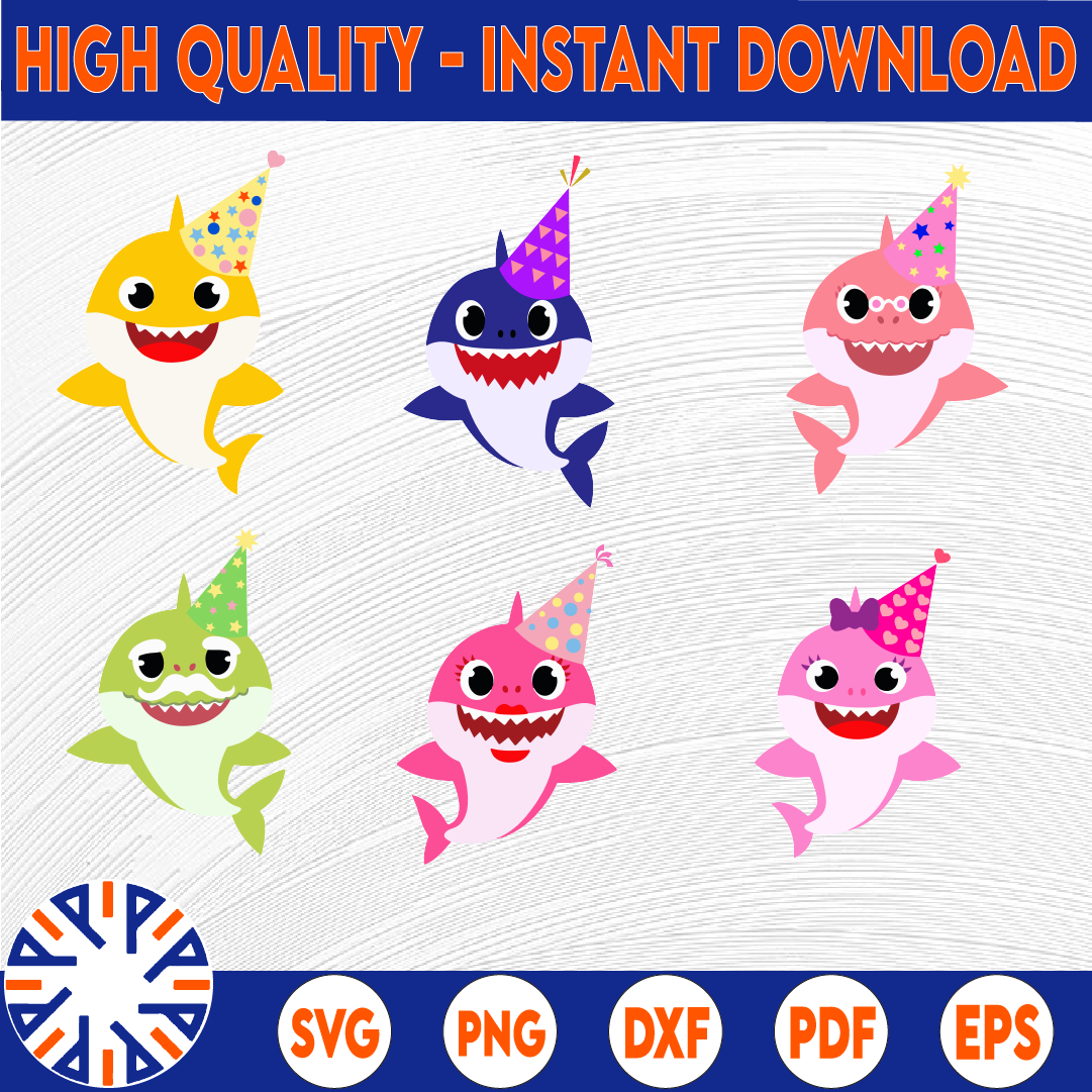 6 Family Sharks Birthday SVG,Png,Shark's friends svg, Pink F - Inspire ...