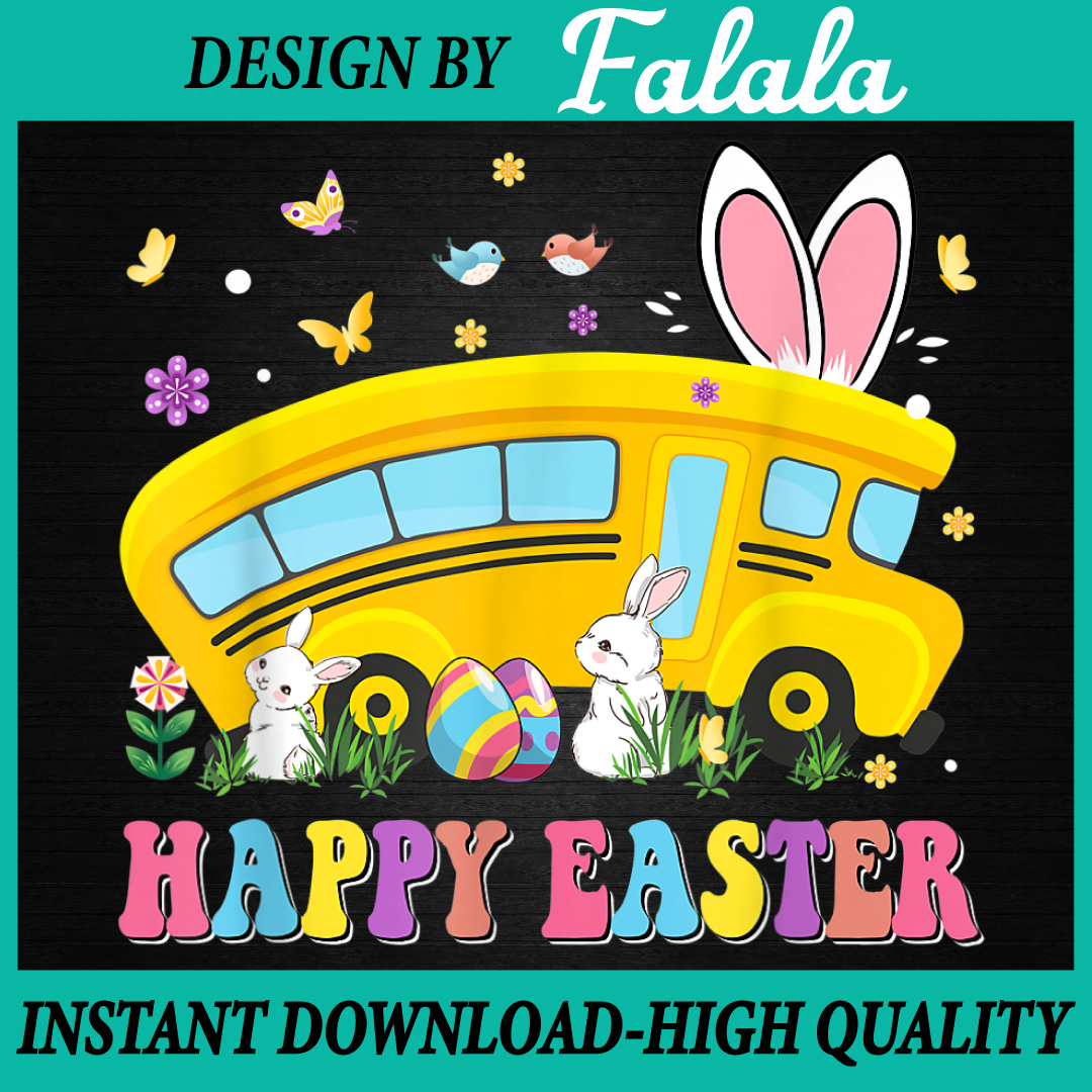 Cute Bunnies Happy Easter School Bus Driver Png, Easter Bus | Inspire ...
