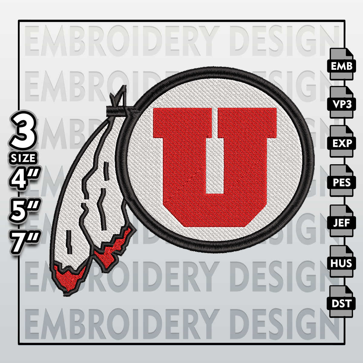 Utah Utes Embroidery Files, NCAA Logo Embroidery Designs, NC | Inspire ...