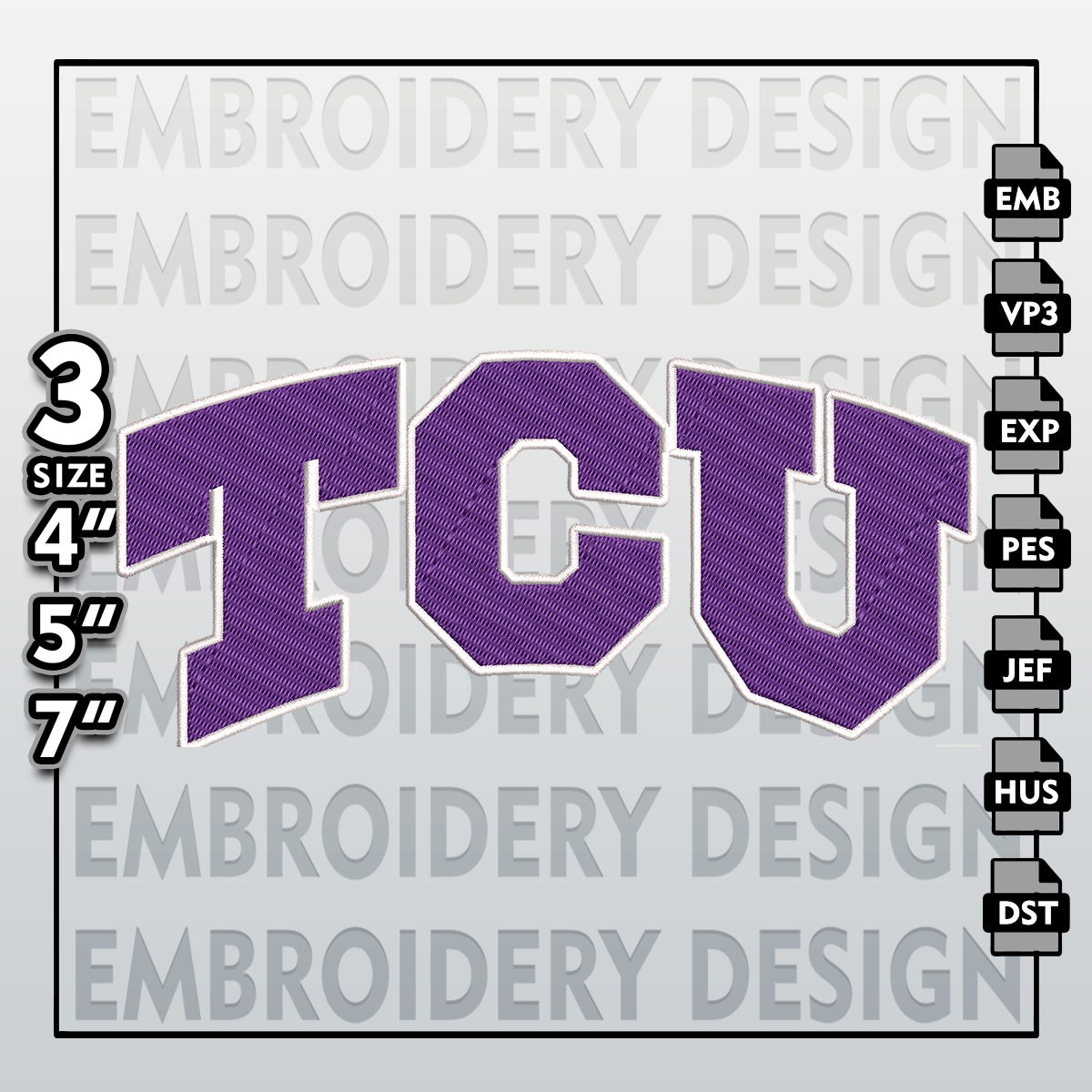 TCU Horned Frogs Embroidery Files, NCAA Logo Embroidery Desi | Inspire ...