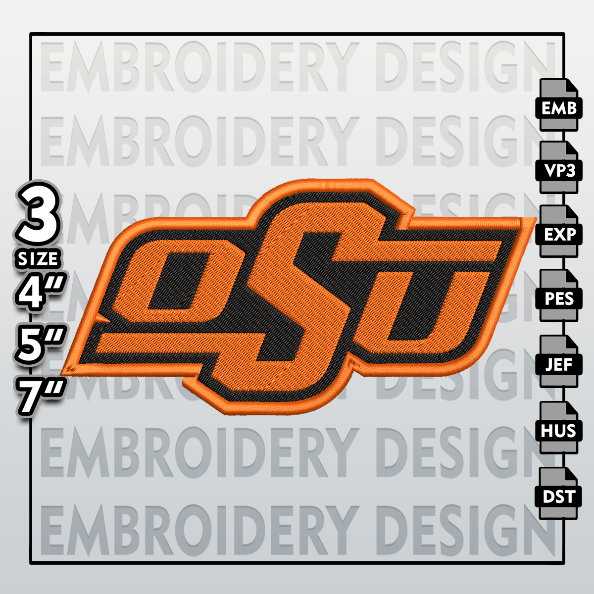 Oklahoma State Cowboys Embroidery Files, NCAA Logo Embroider | Inspire ...