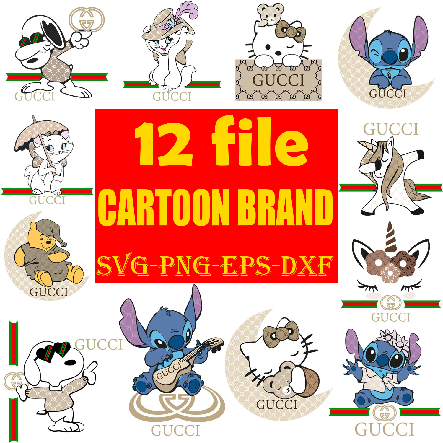 12 Cartoon Brand Bundle Svg, Fashion Brand Svg, Silhouette S | Inspire ...