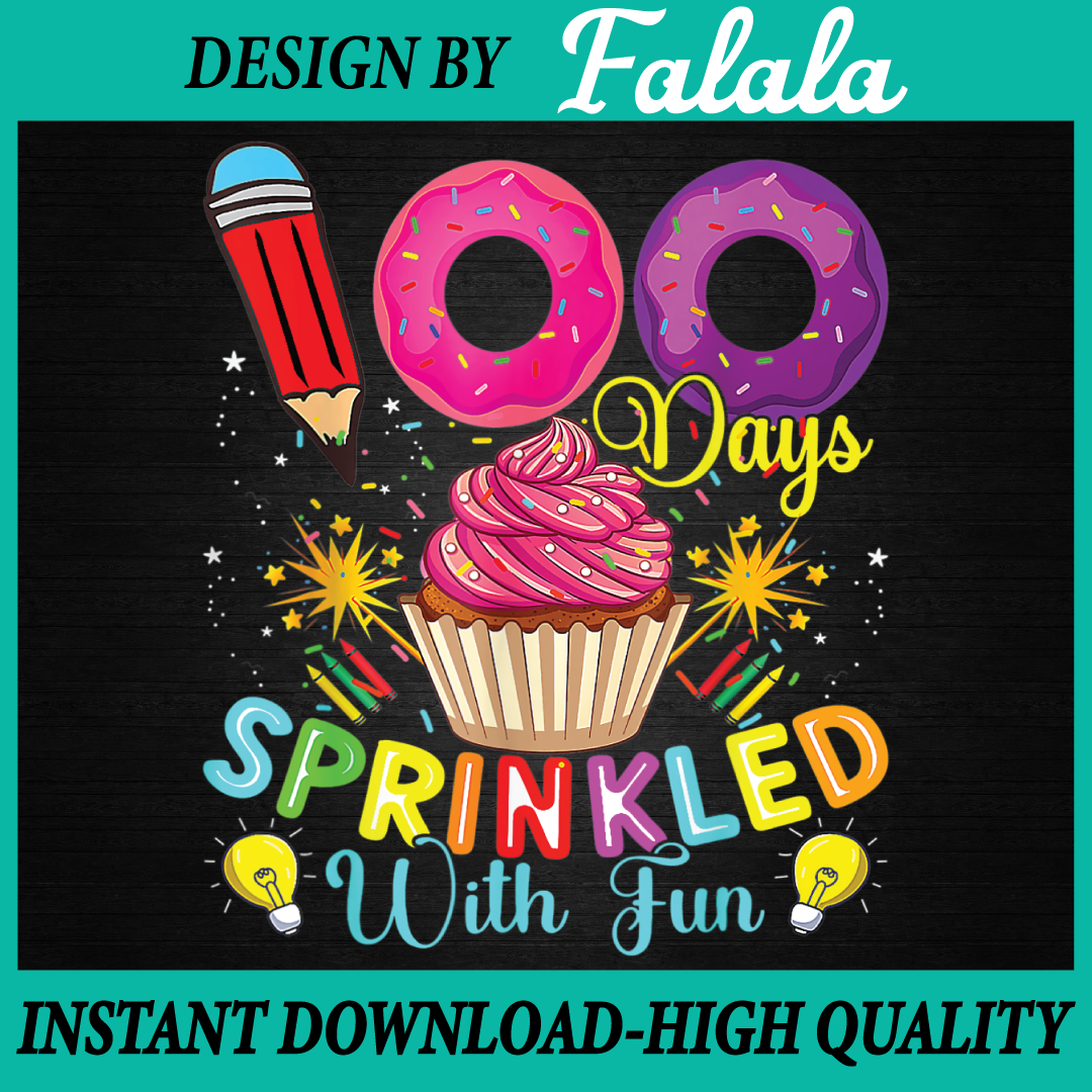 100 Days Sprinkled With Fun Cupcake 100th Day Of School Girl | Inspire ...