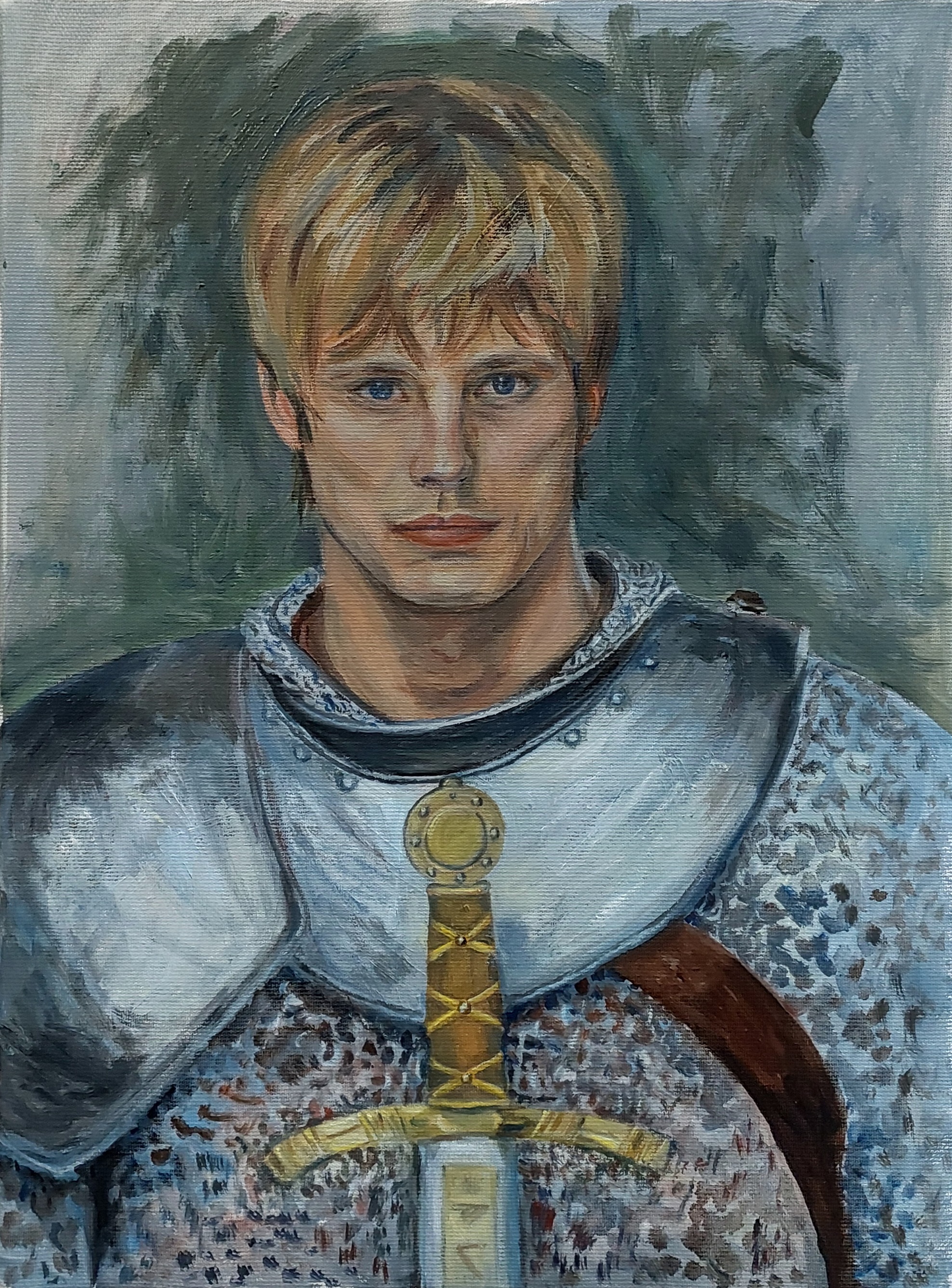 Knight oil painting on canvas artwork Bradley James Merlin - Inspire Uplift