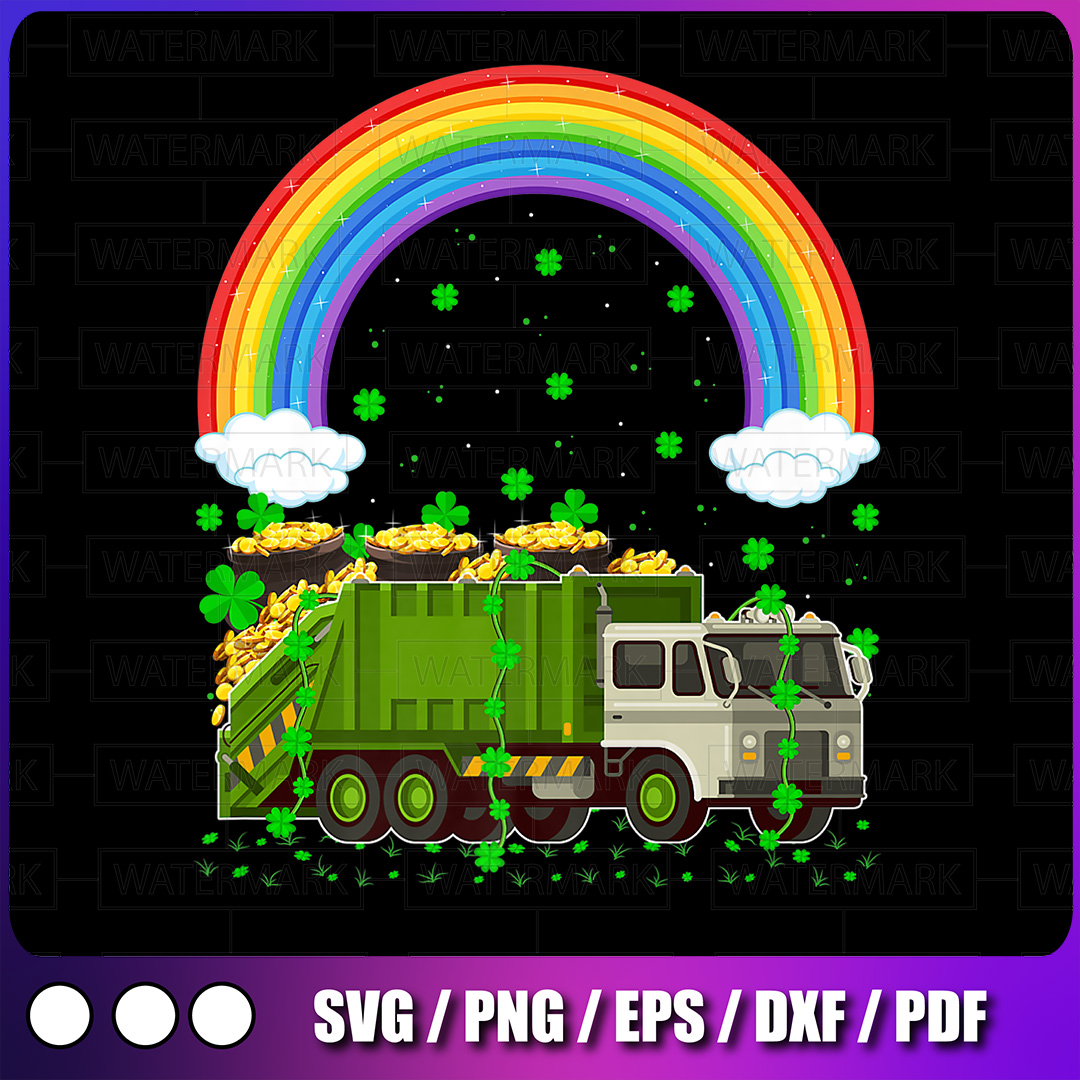 Shamrock Vintage Rainbow Garbage Truck Png, St. Patrick's Da | Inspire ...
