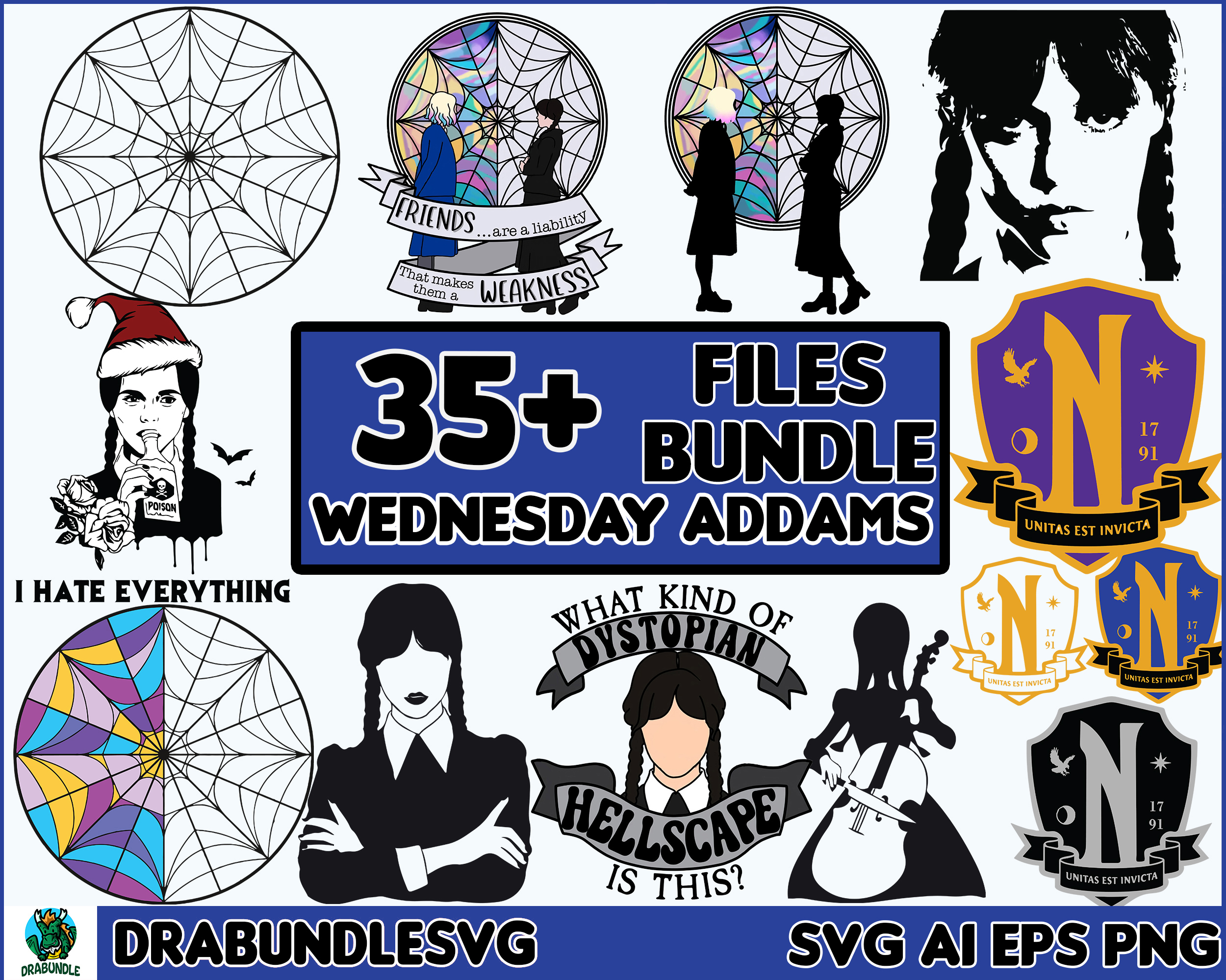 35 Wednesday Addams Bundle SVG, Wednesday SVG, Christmas SVG | Inspire ...