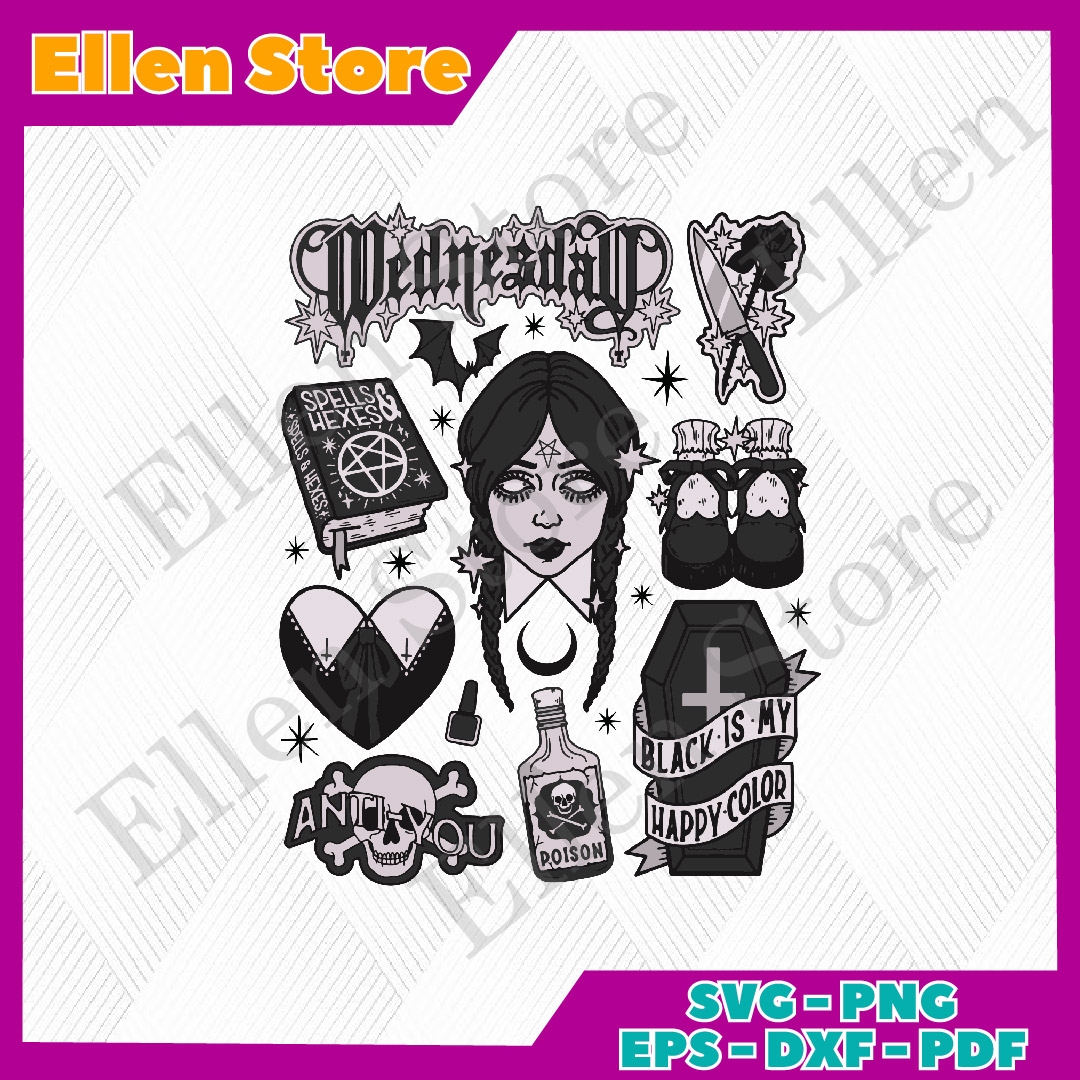 Wednesday Addams Svg Files For Cricut Sublimation Files - Inspire Uplift