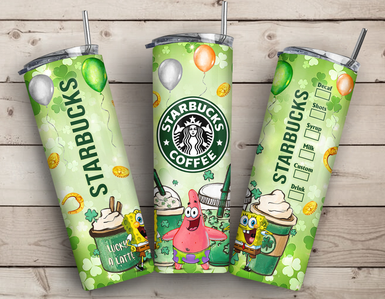 Green Patrick Star Clovers Balloons Latte Cream Iced Starbuc | Inspire ...