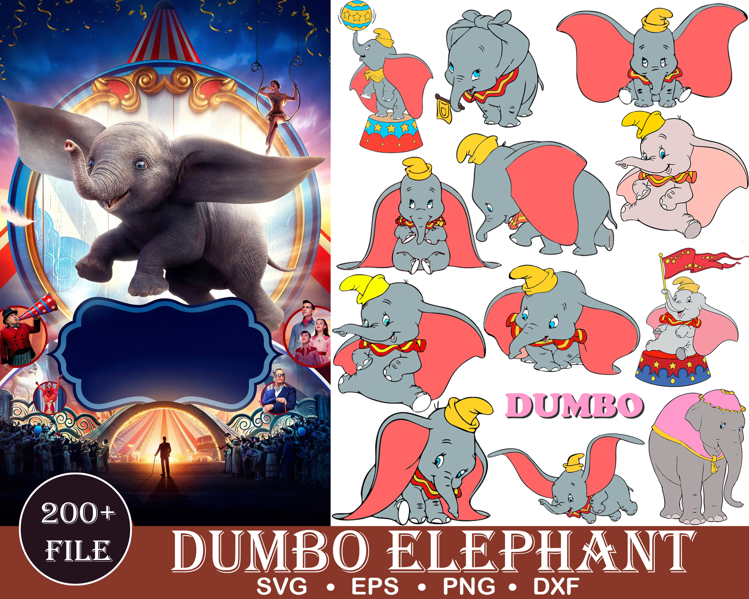 Dumbo svg, 200 Files, BUNDLE svg, Bundle Dumbo Elephant SVG | Inspire ...