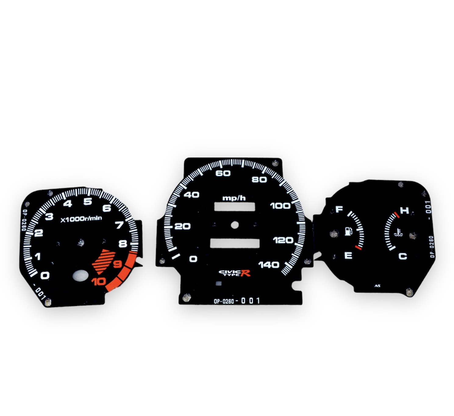 Gauge Faces Overlay kit Miles Type-R style for USDM Honda Ci | Inspire ...