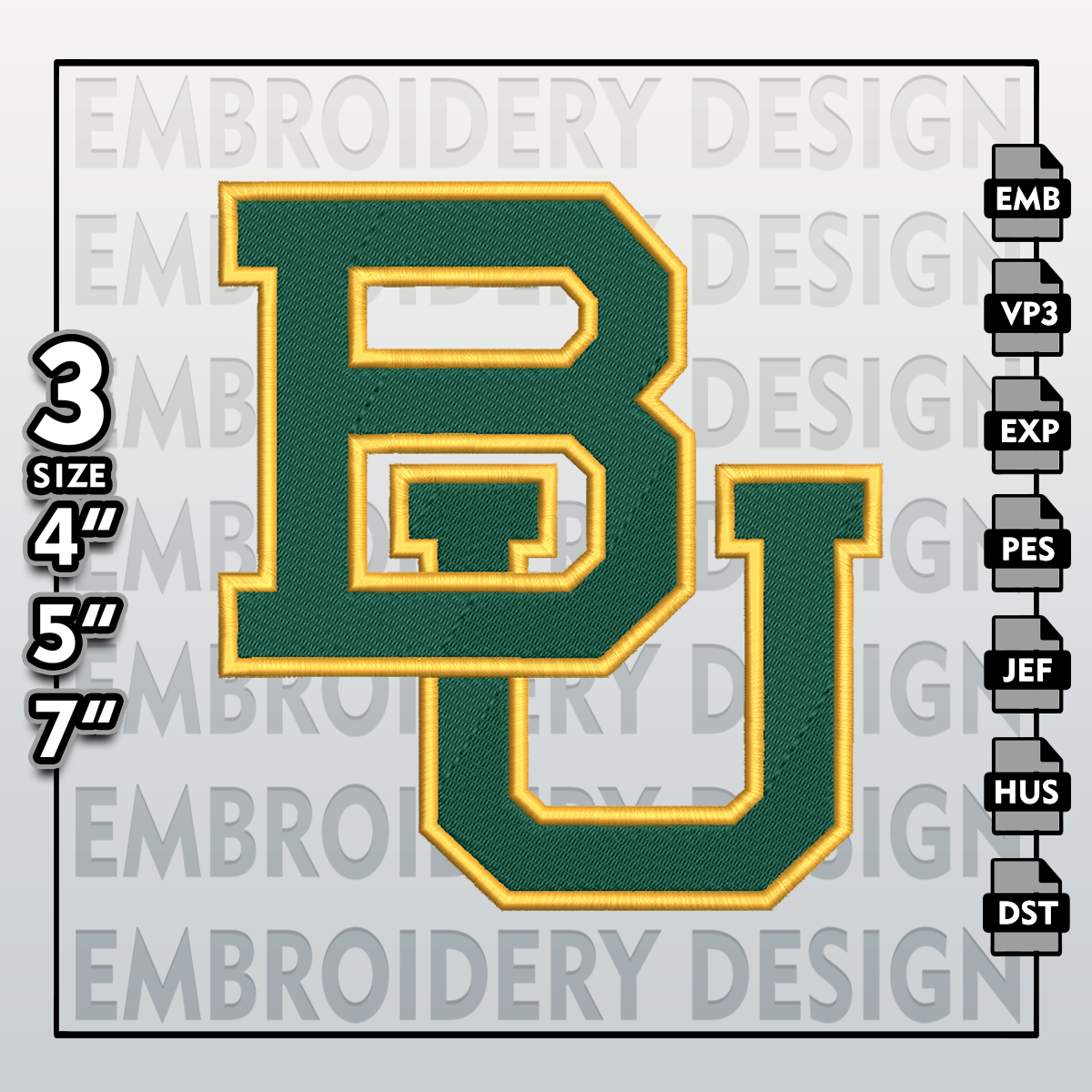 Baylor Bears Cyclones Embroidery Files, NCAA Logo Embroidery | Inspire ...