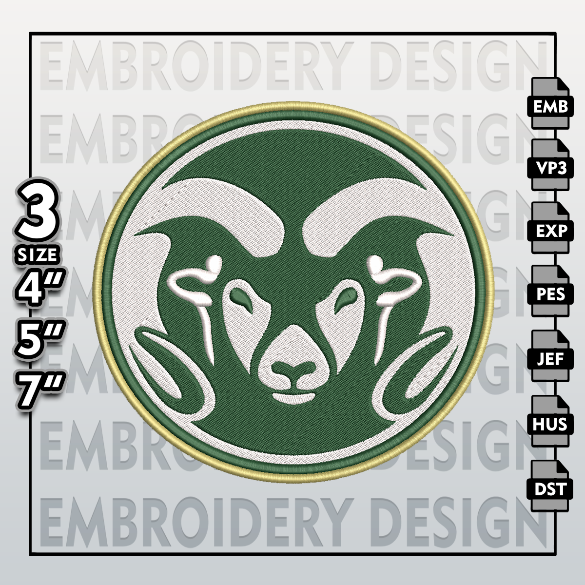Colorado State Rams Embroidery Files, NCAA Logo Embroidery D | Inspire ...
