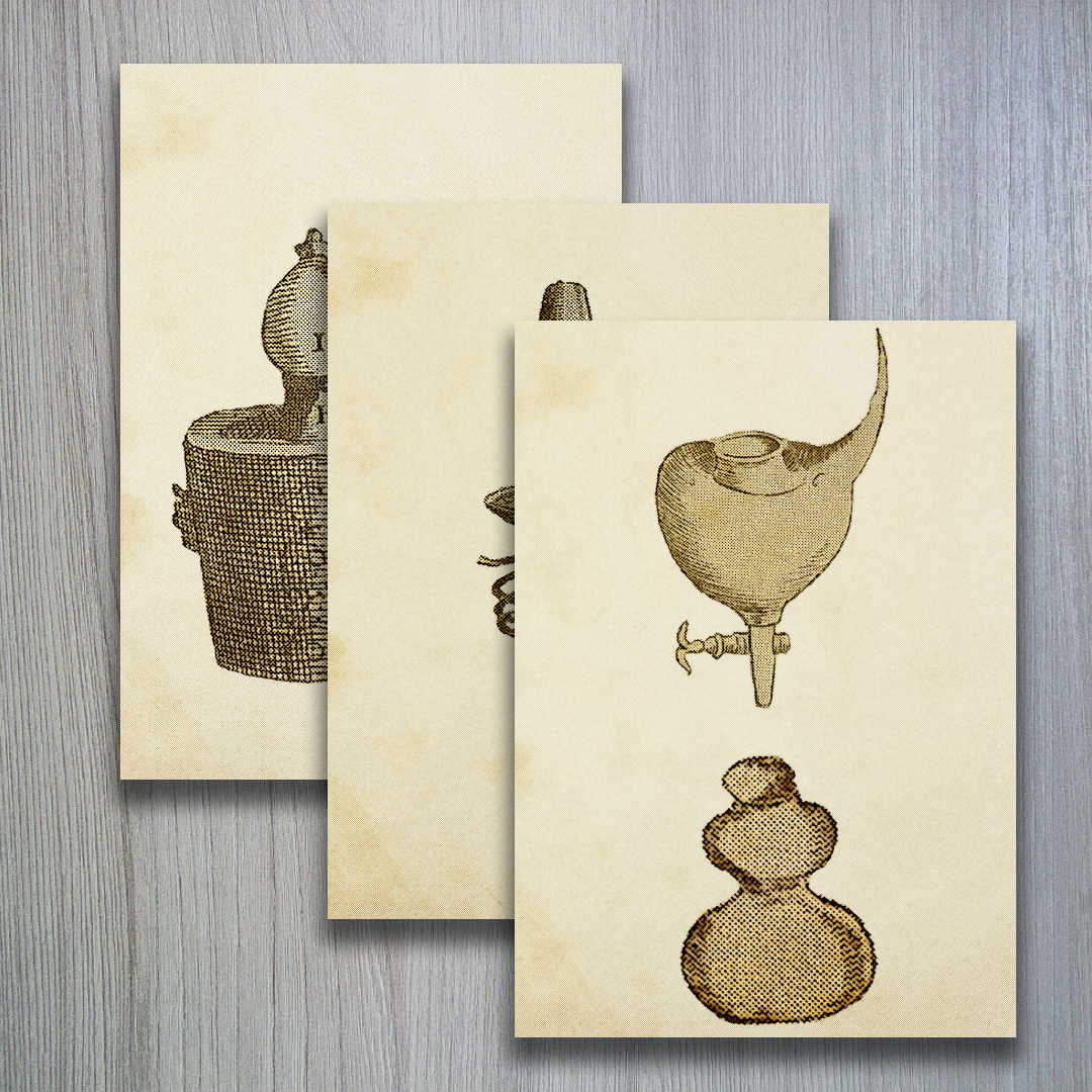 Digital wall steampunk posters medieval alchemy drawings - Inspire Uplift