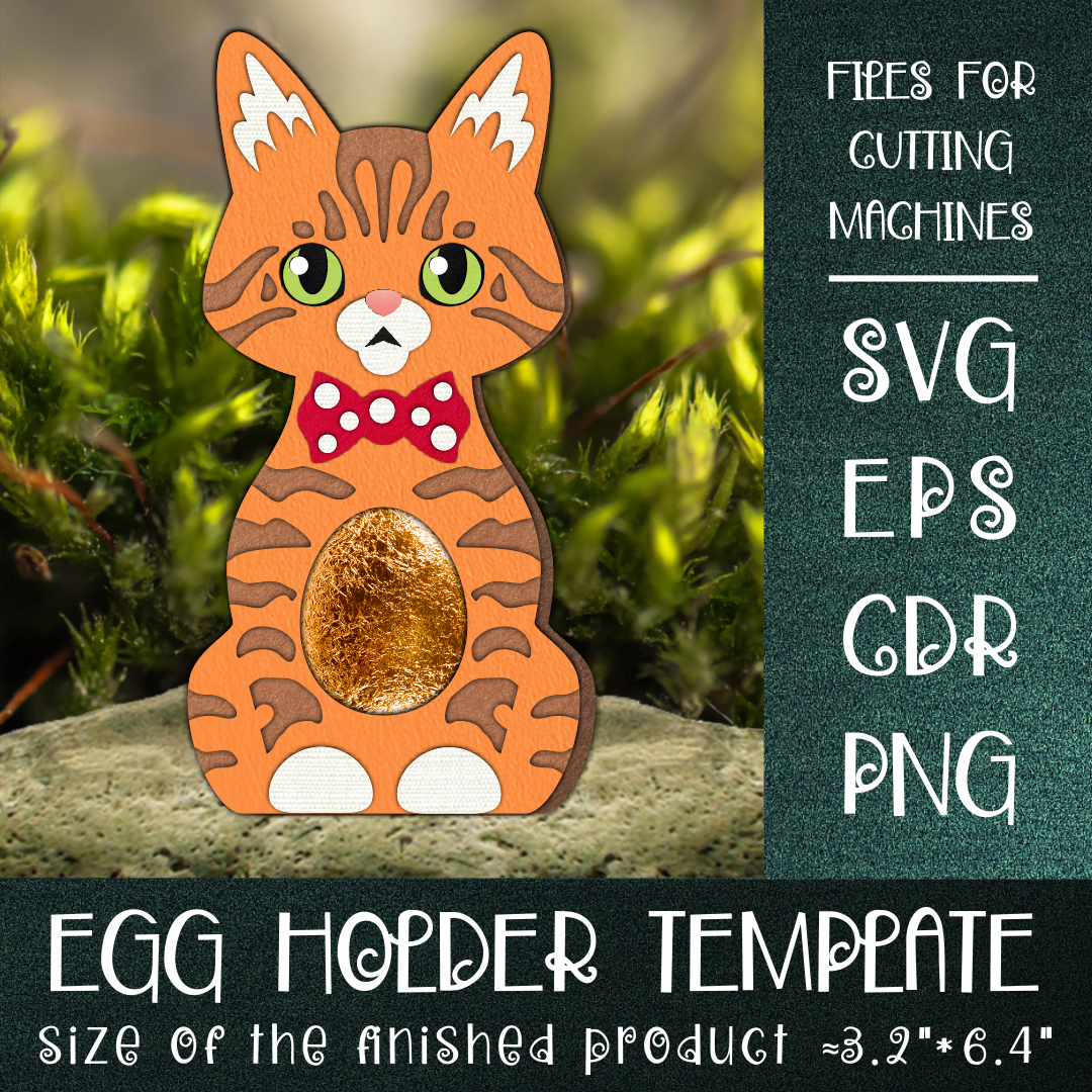 Ginger Tabby Cat | Easter Egg Holder Template - Inspire Uplift
