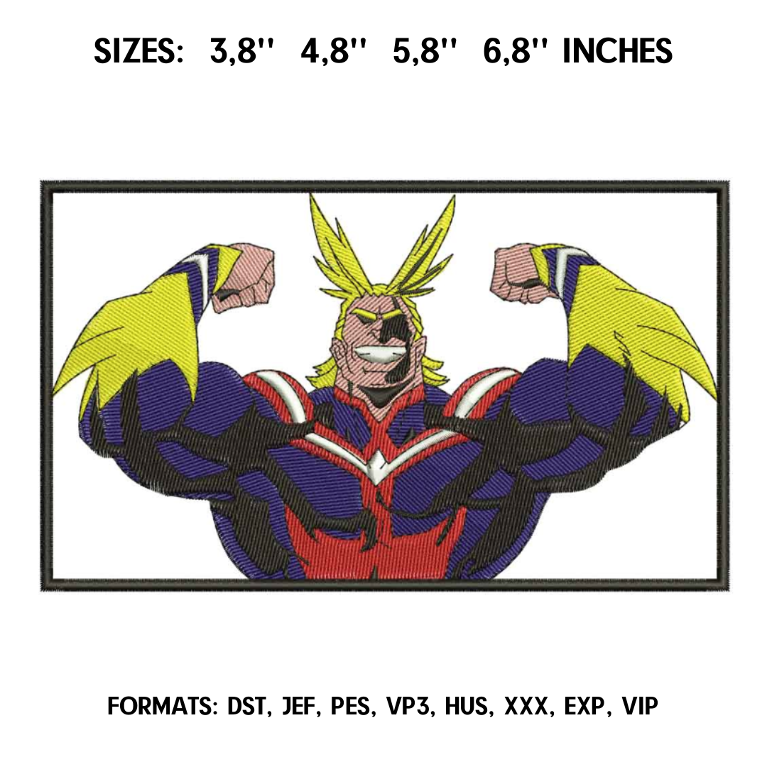 All Might Embroidery Design File / My Hero Academia Anime Em - Inspire ...