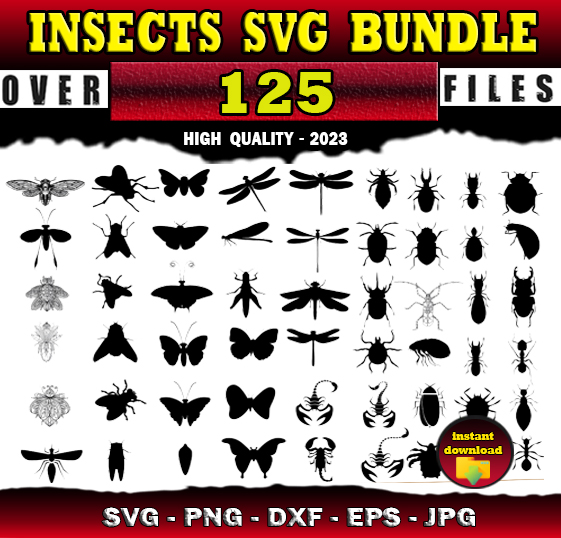 125 Insects SVG Bundle Bugs SVG - SVG, PNG, DXF, EPS, PDF Fi | Inspire ...