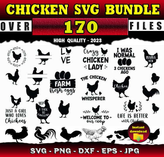 170 Chicken and Rooster SVG Bundle - SVG, PNG, DXF, EPS, PDF | Inspire ...