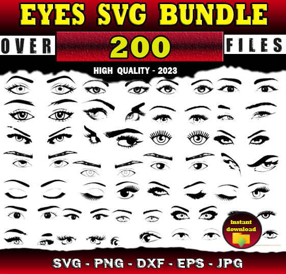 200 Eyes SVG Eyes Clipart Eyes Cut File - SVG, PNG, DXF, EPS | Inspire ...
