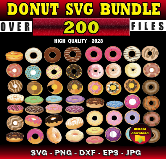 200 Donut SVG Donut Clipart Donut Png - SVG, PNG, DXF, EPS, - Inspire ...