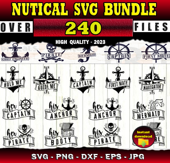 240 Nautical SVG Anchor SVG Sailor SVG - SVG, PNG, DXF, EPS, | Inspire ...