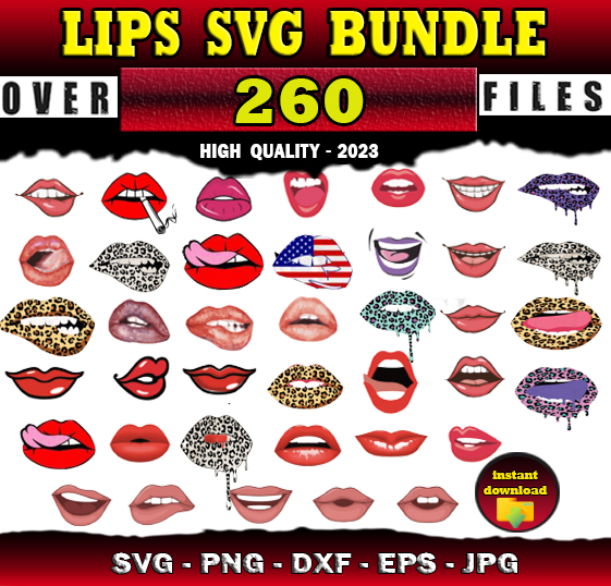 260 Lips SVG Kiss SVG Lips Clipart - SVG, PNG, DXF, EPS, PDF | Inspire ...