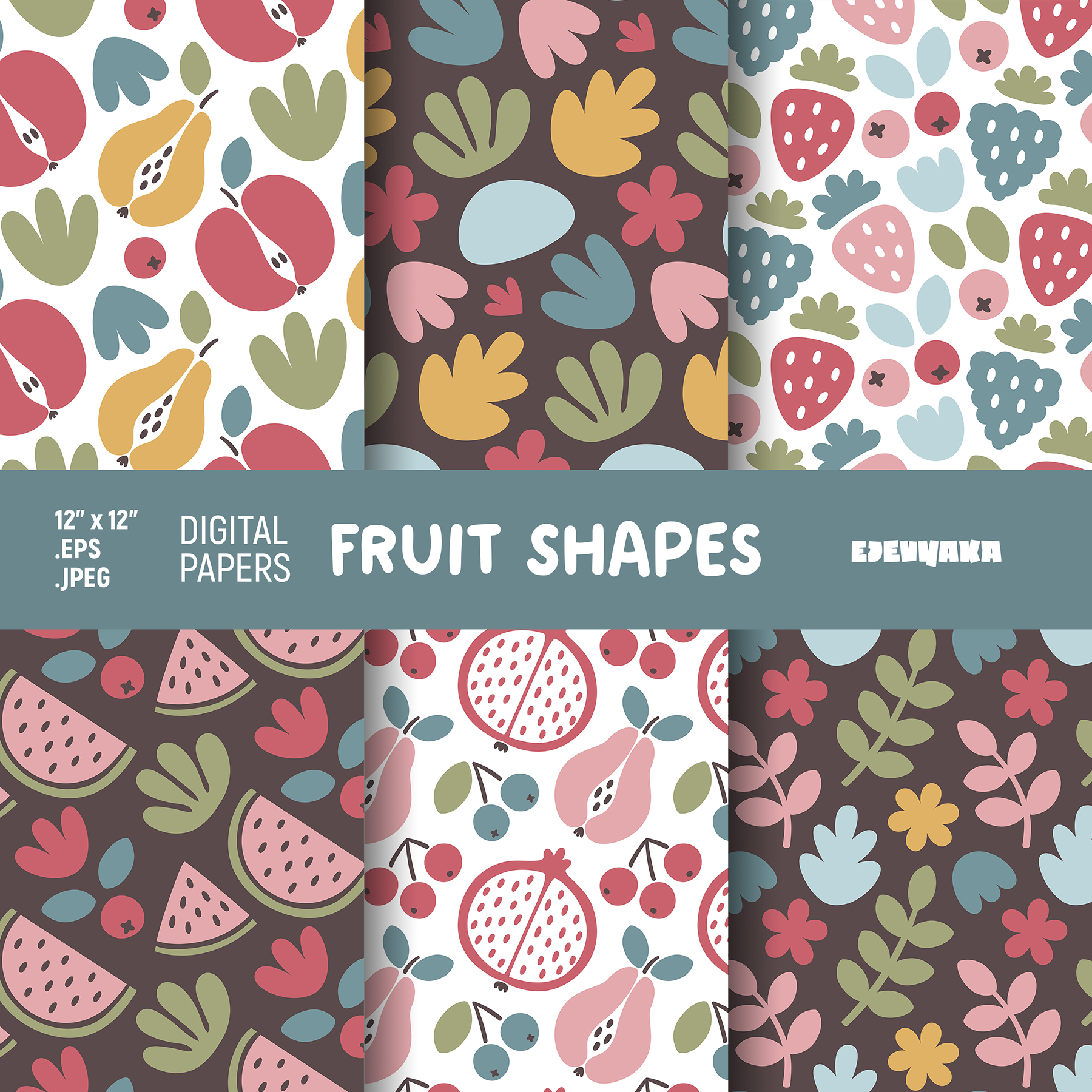 Fruit Digital Paper, Fruit Abstract Paper, Floral patterns, | Inspire ...