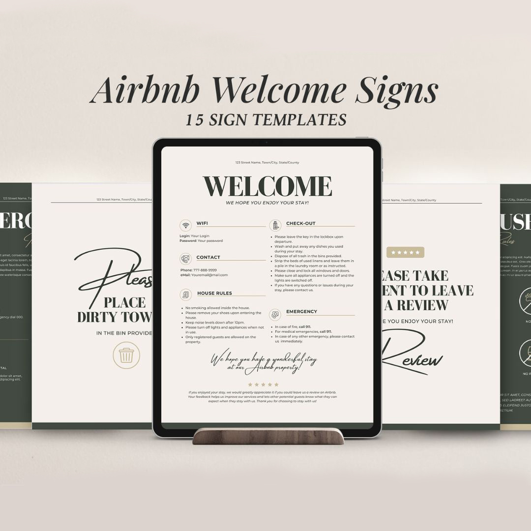 Airbnb Welcome Sign Template, Canva template, 15 signs, VRBO - Inspire ...